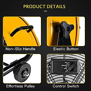 24 Inch Heavy Duty Metal Industrial Drum Fan, 3 Speed Floor Fan for Warehouse, Workshop, Factory and Basement