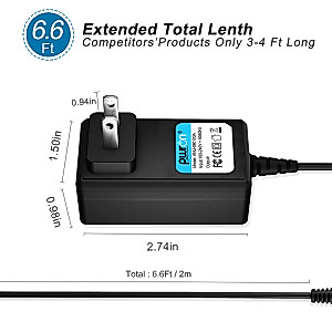 PwrON (6.6FT Cable) 9V AC-DC Adapter Charger for M-Audio Venom Synth Power Supply Cord Cable Mains