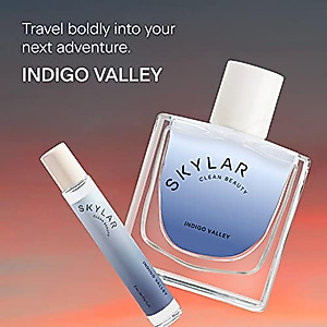 Skylar Indigo Valley Eau de Parfum - Hypoallergenic & Clean Perfume for Women & Men, Vegan & Safe for Sensitive Skin- Woody, Floral Perfume, Blueberry Mocha, Water Lotus & Clearwood - 10mL /0.33 Fl oz