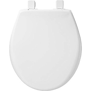 BEMIS 790TDGSL 000 Heavy Duty Closed Front Plastic Toilet Seat with Cover will Slow Close, Never Loosen & Reduce Call-backs, ROUND, Plastic, White