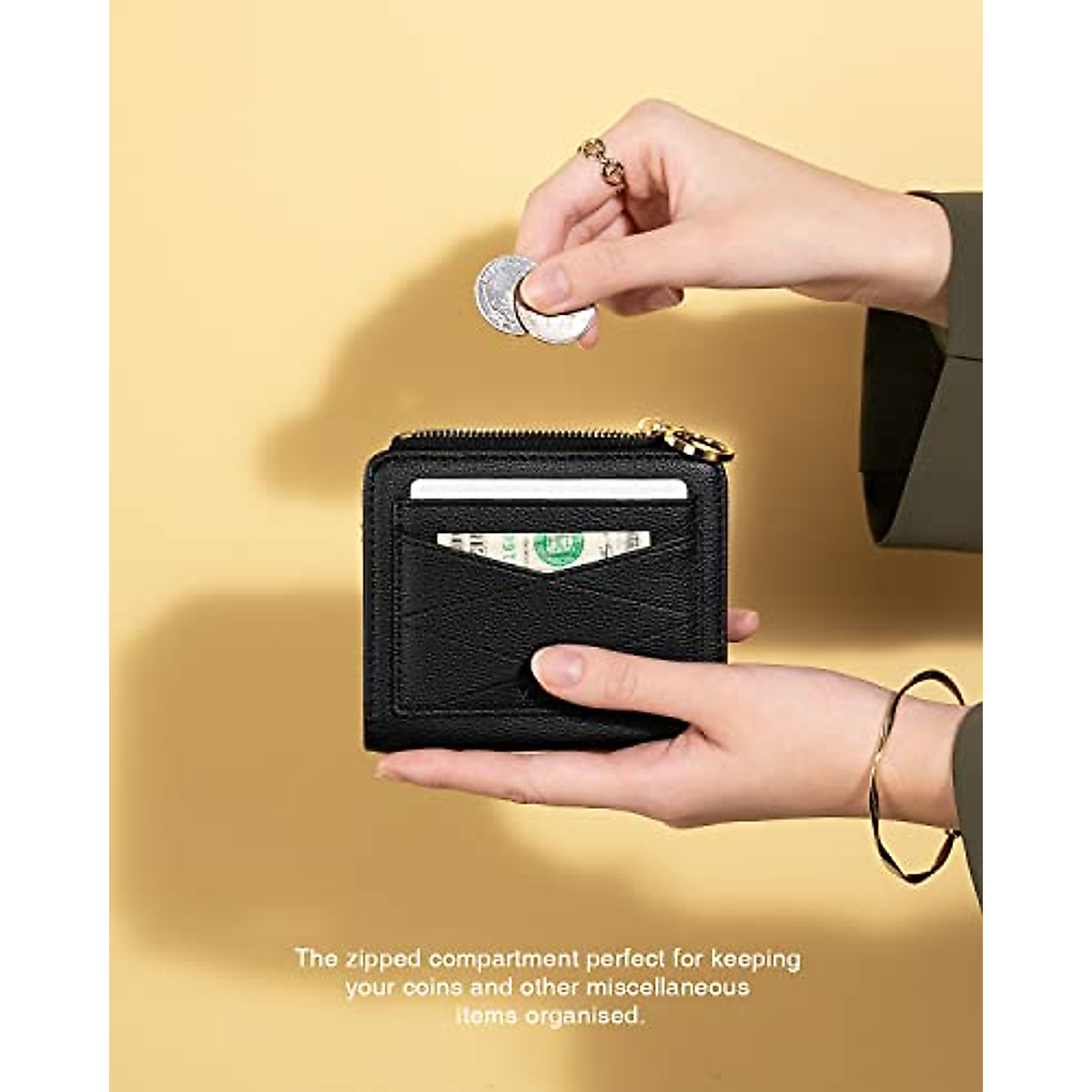 Vulkitty Leather Wallet for Woman RFID Blocking Bifold Small Compact Wallets Zipper Pocket Purse Large Capacity Card Hold Case with ID window