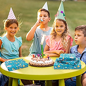 NEPOG Ocean Themed Birthday Wrapping Paper for Kids Girls Boys, 6 Sheets Under the Water Animal Coastal Design Gift Paper, 20 x 28 inch Per Sheet Folded Flat Birthday Paper for Birthday Baby Shower