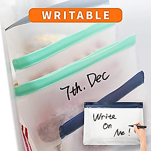 Meetall 9 Pack Reusable Food Storage Bags, 3 Sizes Mixed.3 Gallon Size Bags for Meats,Fish and Vegetables&3 Sandwich Bags&3 Snack Bags for Kids' Food.Reusable,Freezer Safe,Stand Up and Leakproof.