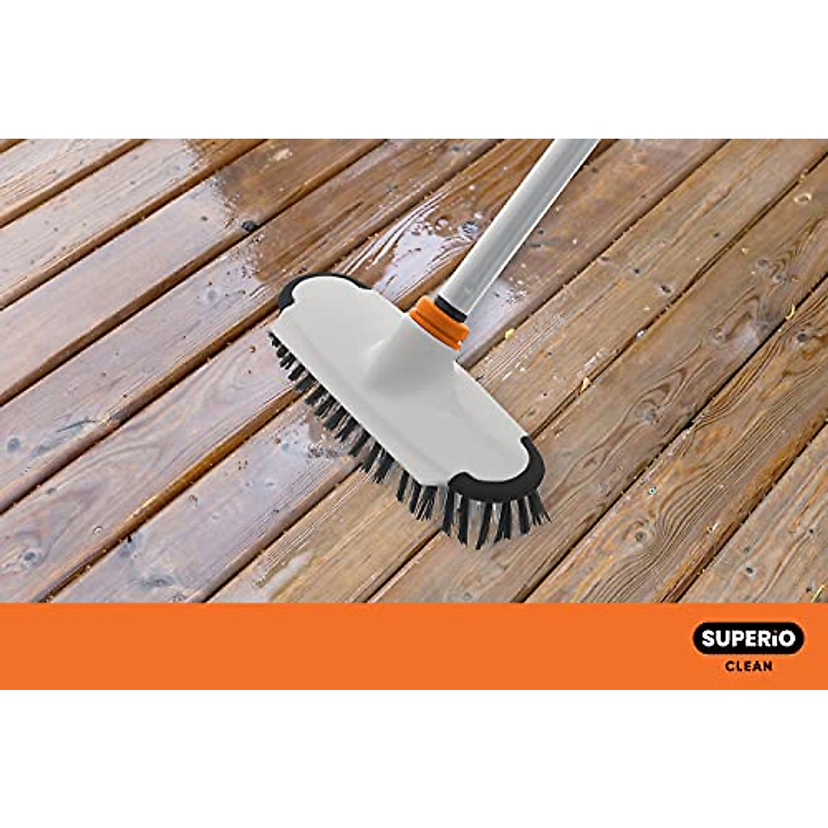 Superio Deck Scrub Brush Head, Heavy Duty Stiff Bristles Grout Scrubber with Scraper - Cleans Hot Tub, Swimming Pool, Granite Tiles, Bathroom, Patio, Kitchen, Wall and Deck (Refill Brush Head)