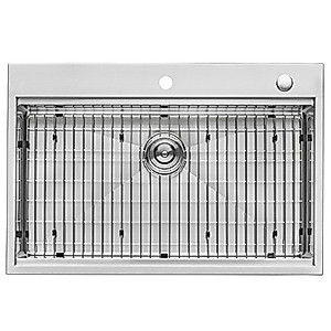 Ruvati 33 x 22 inch Workstation Drop-in Topmount Kitchen Sink 16 Gauge Stainless Steel Single Bowl - RVH8003