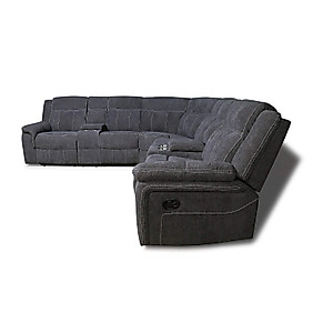 Elountik Modern Sectional Sofa Manual Lift Sofa Reclining Sofa Couch Large Sofa Set (Fabric Gray)