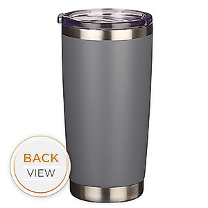 Christian Art Gifts Stainless Steel Double Wall Vacuum Insulated Travel Mug 18 oz Gray Bible Verse Tumbler with Retractable Lid for Men & Women - Walk by Faith - 2 Corinthian 5:7