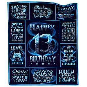 13 Year Old Boy Gift Ideas, Gifts for 13 Year Old Boy, 13th Birthday Gifts for Boys, 13 Year Old Boy Birthday Gifts, 13th Birthday Decorations for Boys, 13 Year Old Boy Gifts Throw Blanket 50"X60"