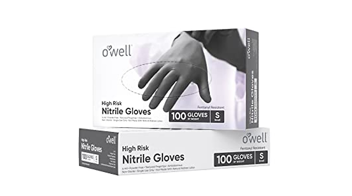 OWell Black Disposable Nitrile Gloves | 100 Count X-Small