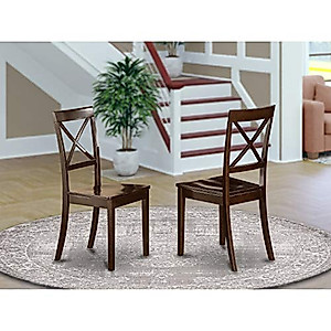 East West Furniture BOC-Cap-W Dining Room Cross Back Solid Wood Seat Chairs, Set of 2, Cappuccino