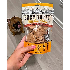 Farm To Pet Chicken Chips for Dogs - Single Ingredient All Natural Dog Treats for Small, Medium, & Large Dogs | Healthy Dog Treats with Human Grade, Free Range Chickens, 4 oz.