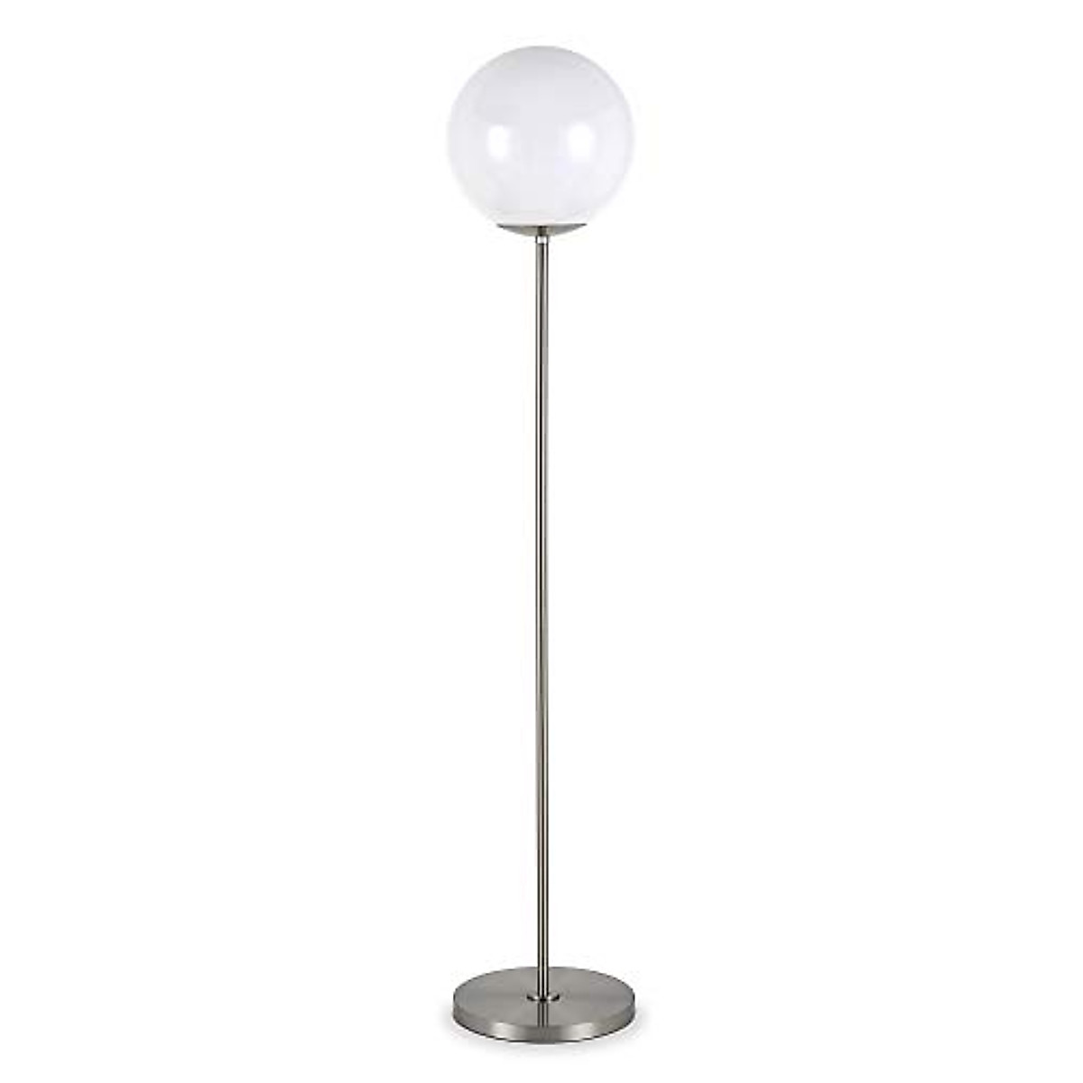 Theia Globe & Stem Floor Lamp with Plastic Shade in Brushed Nickel/White