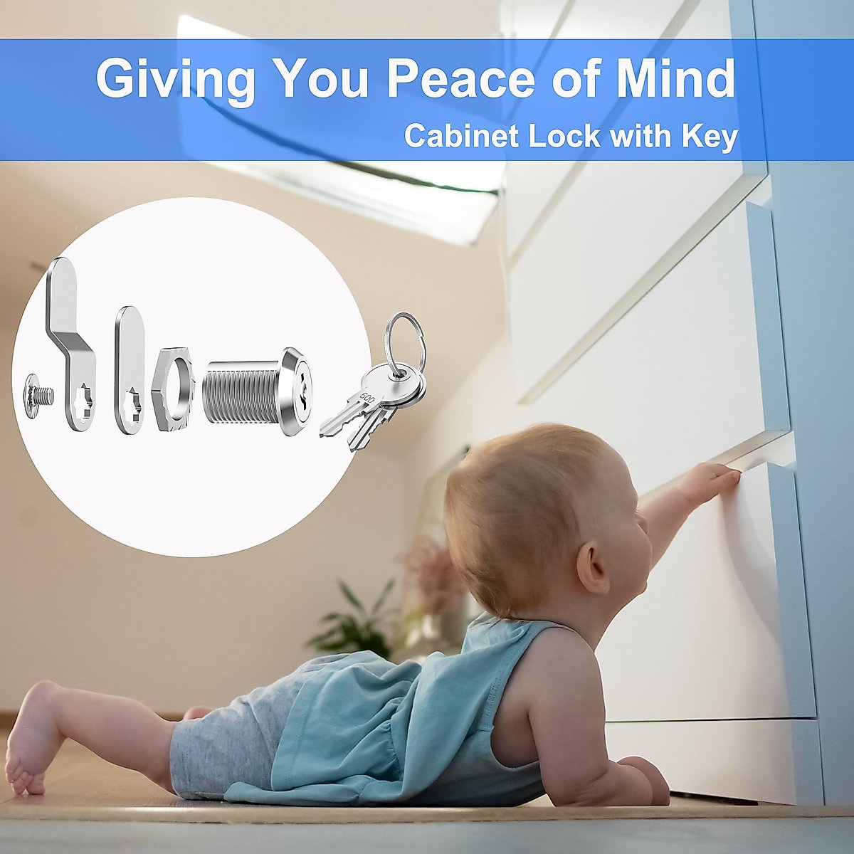 BOZXYE 3 Pack Cabinet Cam Locks Keyed Alike, 5/8" Cabinet Lock with Keys, Rv Locks for Storage Door Secure Files Drawers Mailbox RV Door Tool Box, Zinc Alloy