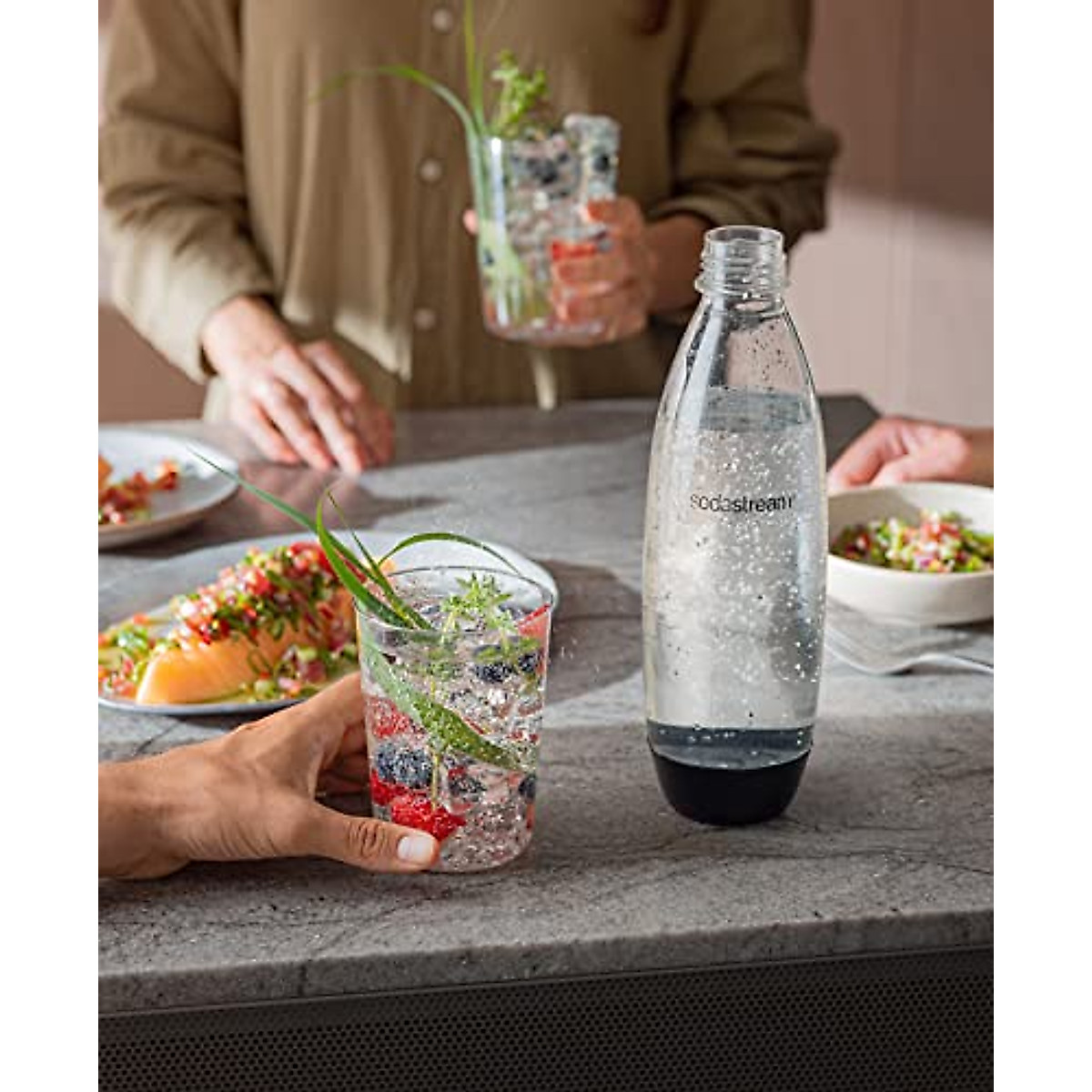 SodaStream Dishwasher Safe 2-Pack 1 Litre Carbonating Bottle - Black