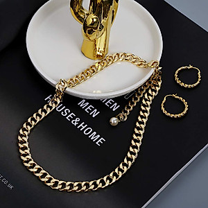 LILIE&WHITE Chunky Gold Chain Necklace For Women Cuban Link Chain Necklace For Men Fashion Necklace Costume Jewelry