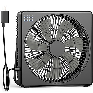 KITWLEMEN Table Fan - 8" Portable Desk Fan with 4 Cooling Speeds & 8H Timer, Box Fan Fit for Small Window, 90°Tilt Air Circulator Fan for Bedroom, Bathroom, Office and Dorm (Black)