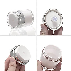 Cream Jar Vacuum Bottle Dispenser, 15/30/50 Ml Cream Jar Vacuum Bottle, Refillable Airless Pump Bottles, Portable Push Top Lotion Dispenser, Face Lotion Pump Dispenser for Travel (15 ML, 1 Pcs)