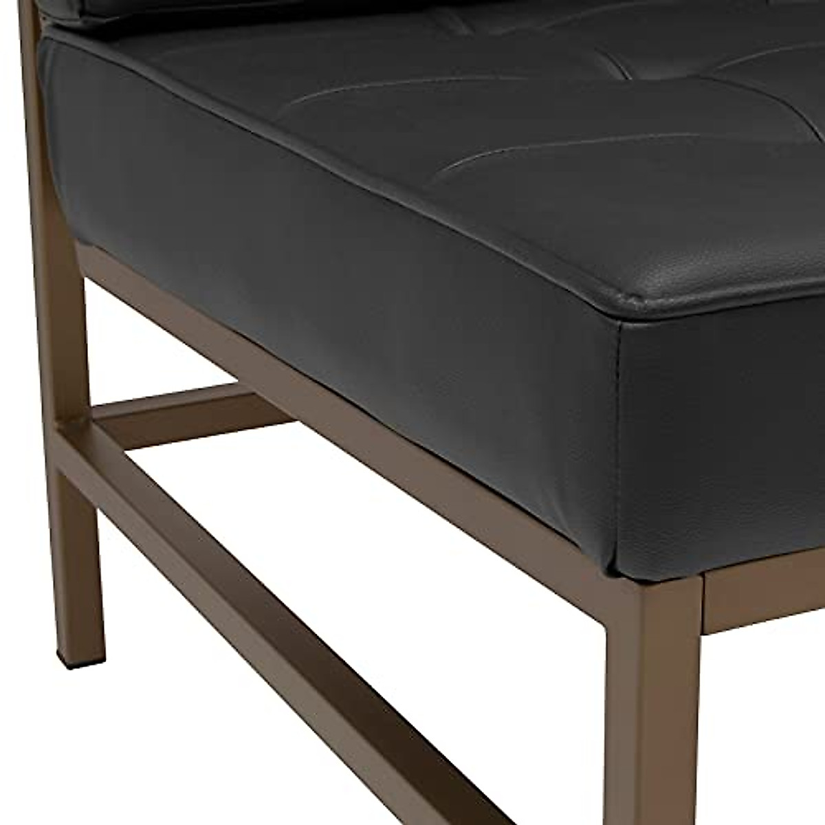 Studio Designs Home Ashlar Modern Metal Frame and Blended Leather Square Accent Chair, 250, Bronze/Black