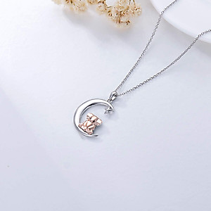 ONEFINITY Elephant Necklace Sterling Silver Origami Moon Elephant Pendant Birthday Gifts for Women Girlfriend Wife