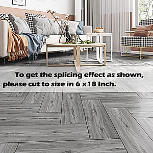 FunStick 6"x36" Grey Wood Peel and Stick Floor Tile Natural Wood Vinyl Flooring Peel and Stick Vinyl Plank Flooring Waterproof Stick on Floor Tiles for Bathroom Kitchen Bedroom Laminate Flooring 5 Pcs