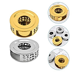 Angoily 2pcs Stainless Steel Teapot Warmer Metal Teapot Heater with Tealight Holder Candle Base Coffee Tea Warmer for Home Restaurant Camping