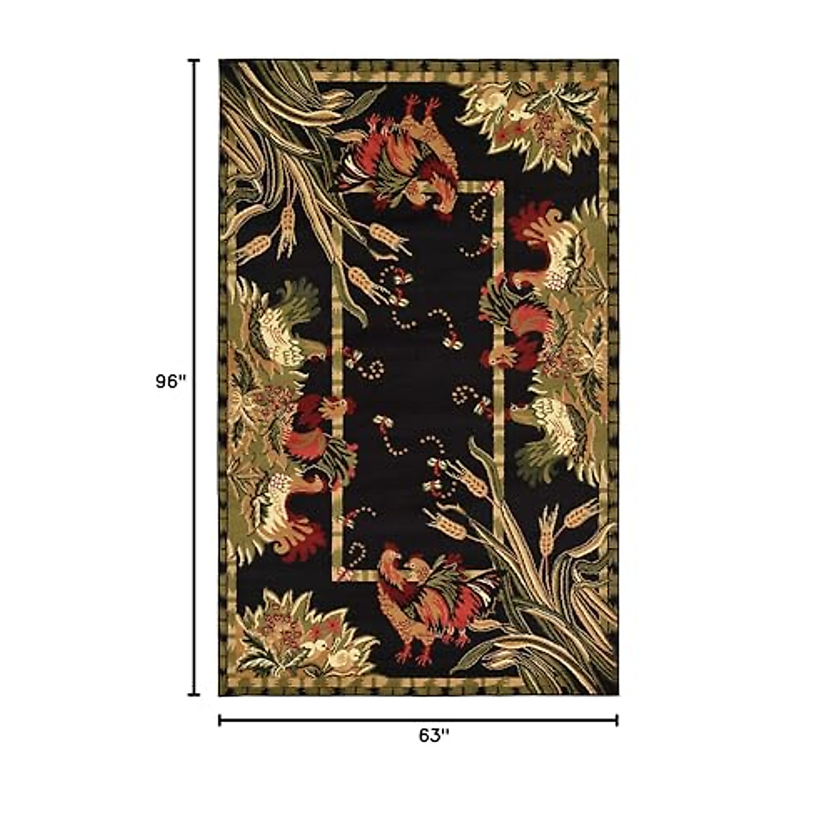 Unique Loom Barnyard Collection Area Rug - Farm (5' 3" x 8' Rectangle, Black/ Cream)