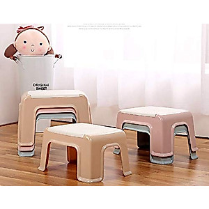 Plastic Stools Step Stool PP Plastic Seat Stools for Home, Office, Living Room Multifunctional Step Stool with Anti-Slip Pad Strong Bearing for Adults, Light Blue