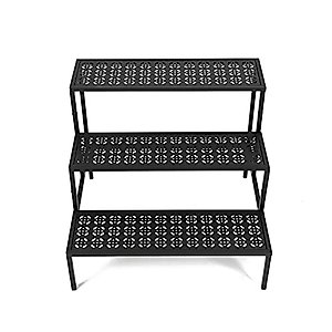 3-Tier Metal Plant Stand Indoor - Tiered Outdoor Plant Holder for Flower Pot Display, Garden Ladder Shelf Flower Step Mofesun (Straight)