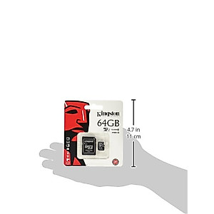Kingston Digital 64 GB microSD Class 10 UHS-1 Memory Card 30MB/s with Adapter (SDCX10/64GB)