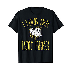 I Love Her Boo Bees Couples Halloween Adult Costume His Men T-Shirt