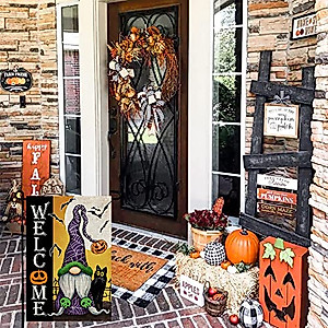 Halloween Gnome Garden Flag 12x18 Inch Small Double Sided Burlap Welcome Seasonal Holiday Yard Outside