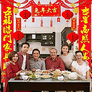 Chinese New Year Decorations 2023 Rabbit Year Decorations Chinese New Year Couplets Lunar New Year Decorations 2023 for Spring Festival Party Chinese New Year Decorations Red Envelopes Red Lanterns