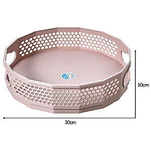 Baoblaze Rotating Kitchen Round Storage Tray Table Top Pantry Fruit Cosmetic Organizer Plate Container, Pink L
