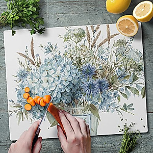 CounterArt Bohemian Blue 3mm Heat Tolerant Tempered Glass Cutting Board 15” x 12” Manufactured in the USA Dishwasher Safe