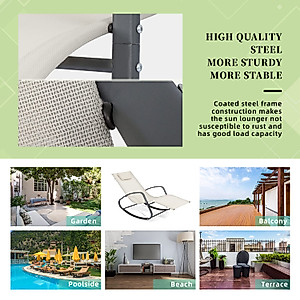 WeCooper Lounge Chair, Outdoor Patio Chaise Lounges with Detachable Pillow for Lawn, Pool Lounge Chairs Beige, Twin Pack