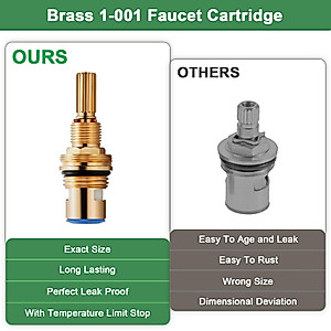Brass 1-001 Cold Cartridge, Compatible With Brass 1-001 Cartridge, Faucet Cartridge for Bathroom Basin Faucet, Brass Constructio (1-001 Cold Cartridge)
