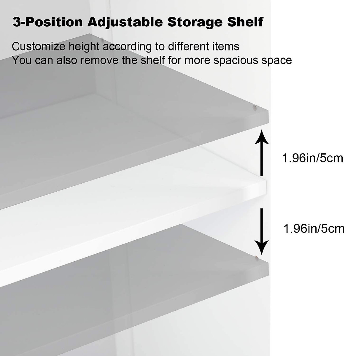 Kazila Bathroom Storage Floor Cabinet, Freestanding Wooden Storage Organizer with Glass Shutter Doors, 16 inchl x 12 inchw x 67 inchh, Ivory White
