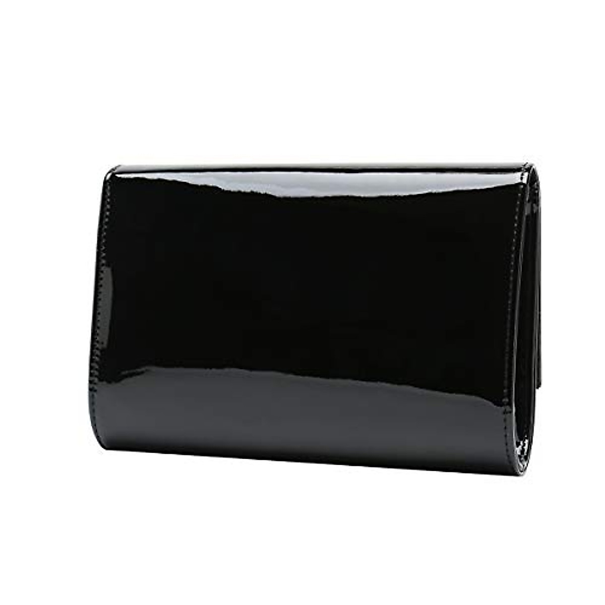 CHARMING TAILOR Patent Leather Flap Clutch Classic Elegant Evening Bag Chic Dress Purse (Black)