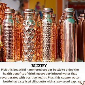 BLIXIFY Copper Water Bottle (34oz/1000ml) Handcrafted Ayurvedic 100% Pure Copper Water Bottle for Drinking | Heavy Duty, Leak-proof & Lab-Tested | Perfect for Everyday Use, Gifting, Travel