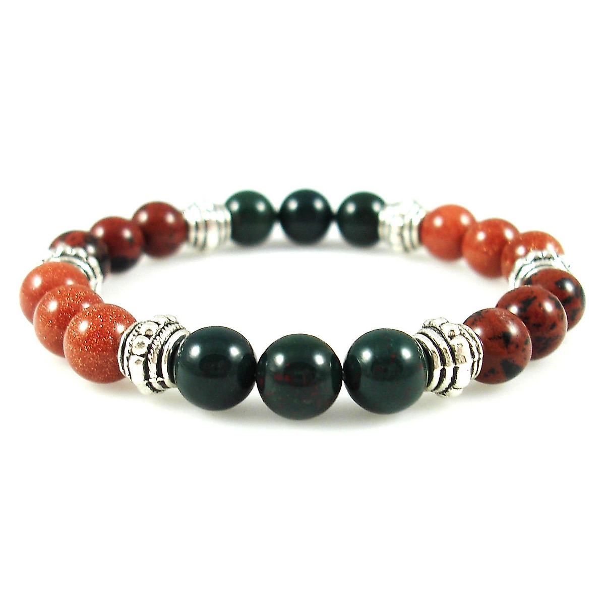The Magic Is In You 8" - Blood Circulation 8mm Crystal Gemstone Intention Bracelet - Bloodstone, Goldstone, and Mahogany Obsidian