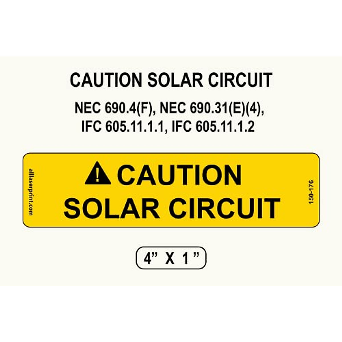 Photovoltaic Labels for PV Solar System _"Caution_Solar Circuit" _4” X 1”_Pack of 16