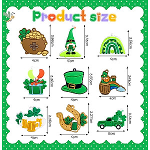 Jadive 36 Pieces St. Patrick's Day PVC Keychains Irish Festival Themed Party Decor Keychain for Kids Gnome, Shamrock, Beer, Irish, Horseshoes, Coins 9 Styles (Shamrock)