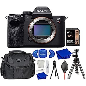 Sony Alpha a7R IV Mirrorless Digital Camera Bundle with 64GB Memory Card, Flexible Tripod, Water Resistant Bag, Starter Kit + More | 35 mm Full-Frame Mirrorless Camera with 61.0 MP