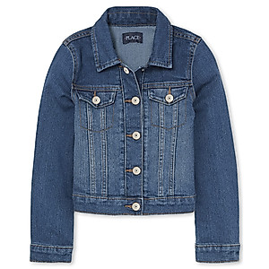 The Children's Place girls Basic Denim Jacket, Azure Wash, Large US