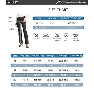 Willit 31" Women's Yoga Dress Pants Bootcut Work Slacks Stretch Office with Belt Loops 4 Pockets Black XL