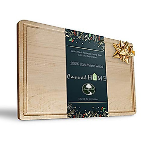 Casual Home Delice Maple Rectangle Juice Drip Groove Cutting Board, Rectangular 15.5x11