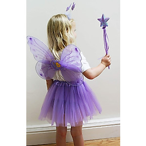 Fun Play Fairy Dressing up Costume for Girls – Butterfly Fairy Wings, Tutu, Magic Wand,Headband Costume Set for 3-8 Years