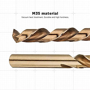 LudoPam 1/8" inch Cobalt Steel Twist Drill Bit Set M35 Jobber Length,Straight Shank, Extremely Heat Resistant, Suitable for Drilling in Stainless Steel and Iron,Pack of 10