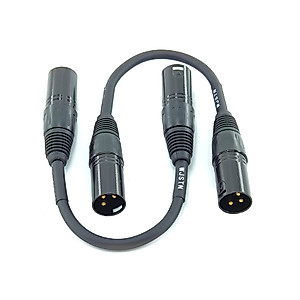 Suanqi 060 XLR Adapter Male to Male, XLR 3pin Male Panel Mount 6 inches 3 pin XLR Extension shunt Cable 2 Pack