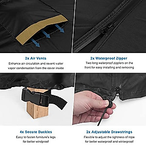 VANSHEIM 4 Seater Garden Swing Cover Outdoor Swing Chair Bench Covers Garden Hammock Cover Swing Seat Cover Waterproof Heavy Duty Rip Proof Water Resistance Dust Proof Oxford Polyester 98.4"x59"x62.9"